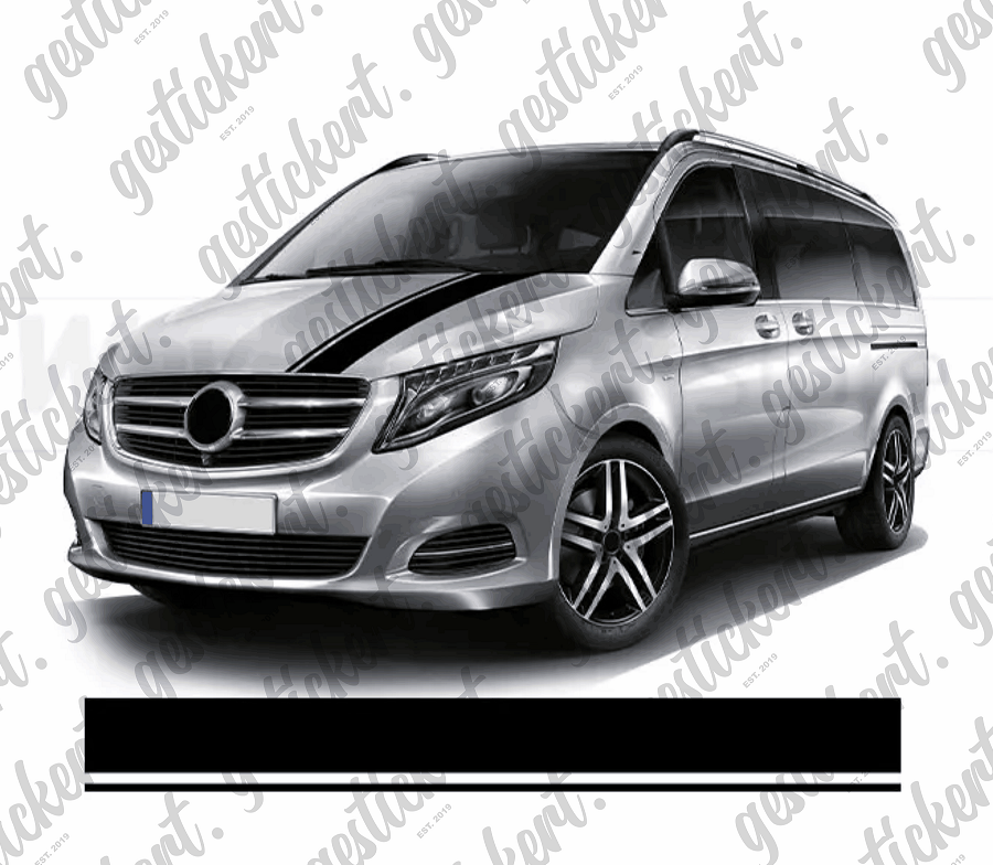 1x Streifen Motorhaube für Mercedes V-Klasse W447 – gestickert