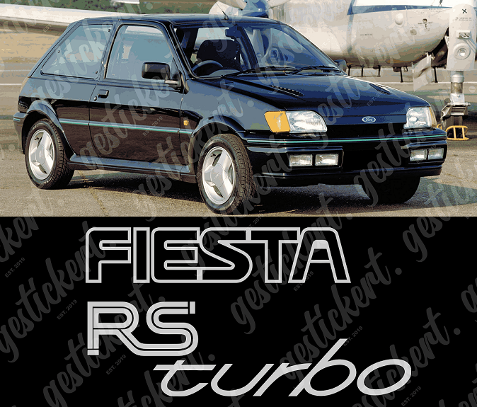 1x Aufkleber Heckklappe für Ford Fiesta RS Turbo MK3 – gestickert