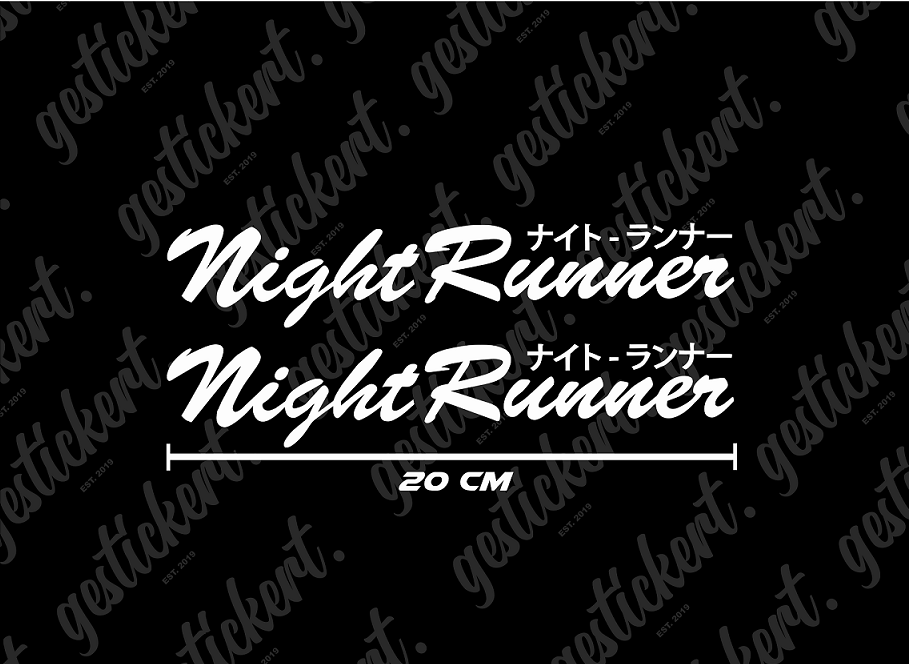 2x 20 cm Night Runner Aufkleber – gestickert